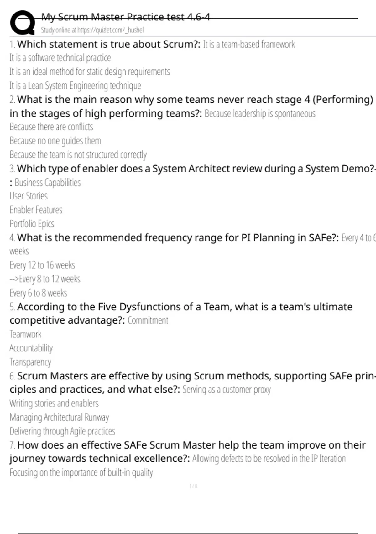 My Scrum Master Practice test 4.6-4 Exam Questions and Answers 100% ...