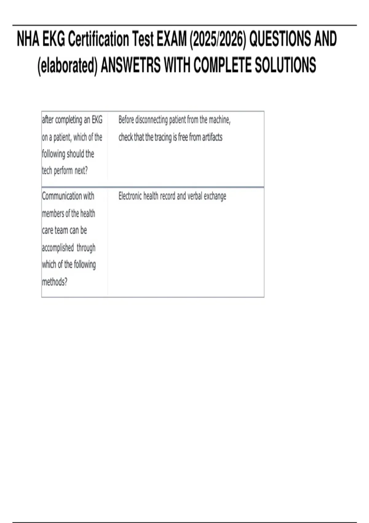 NHA EKG Certification Test Exam (2025–2026) – Complete Questions and ...