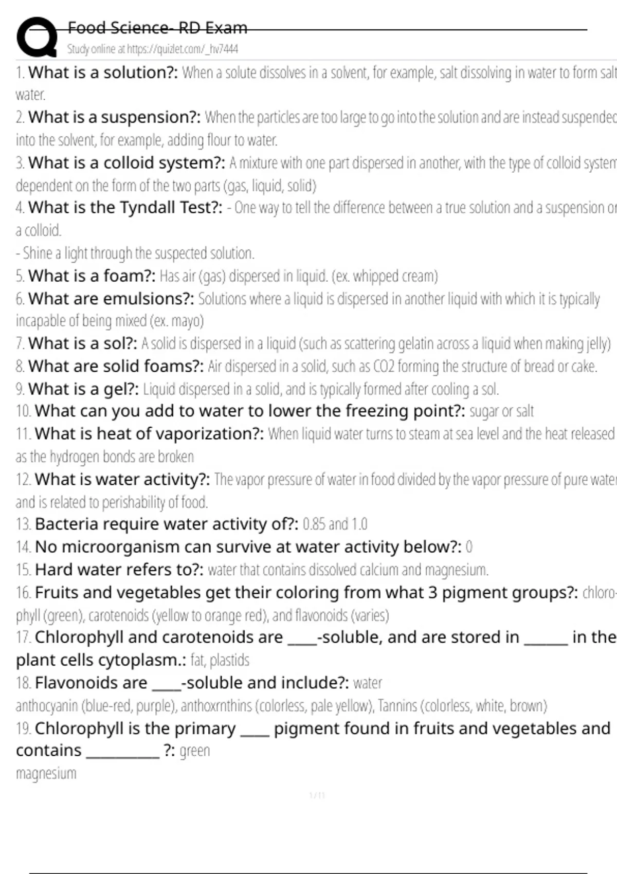 Food Science- RD Exam Exam Questions and Answers 100% Pass |Already ...