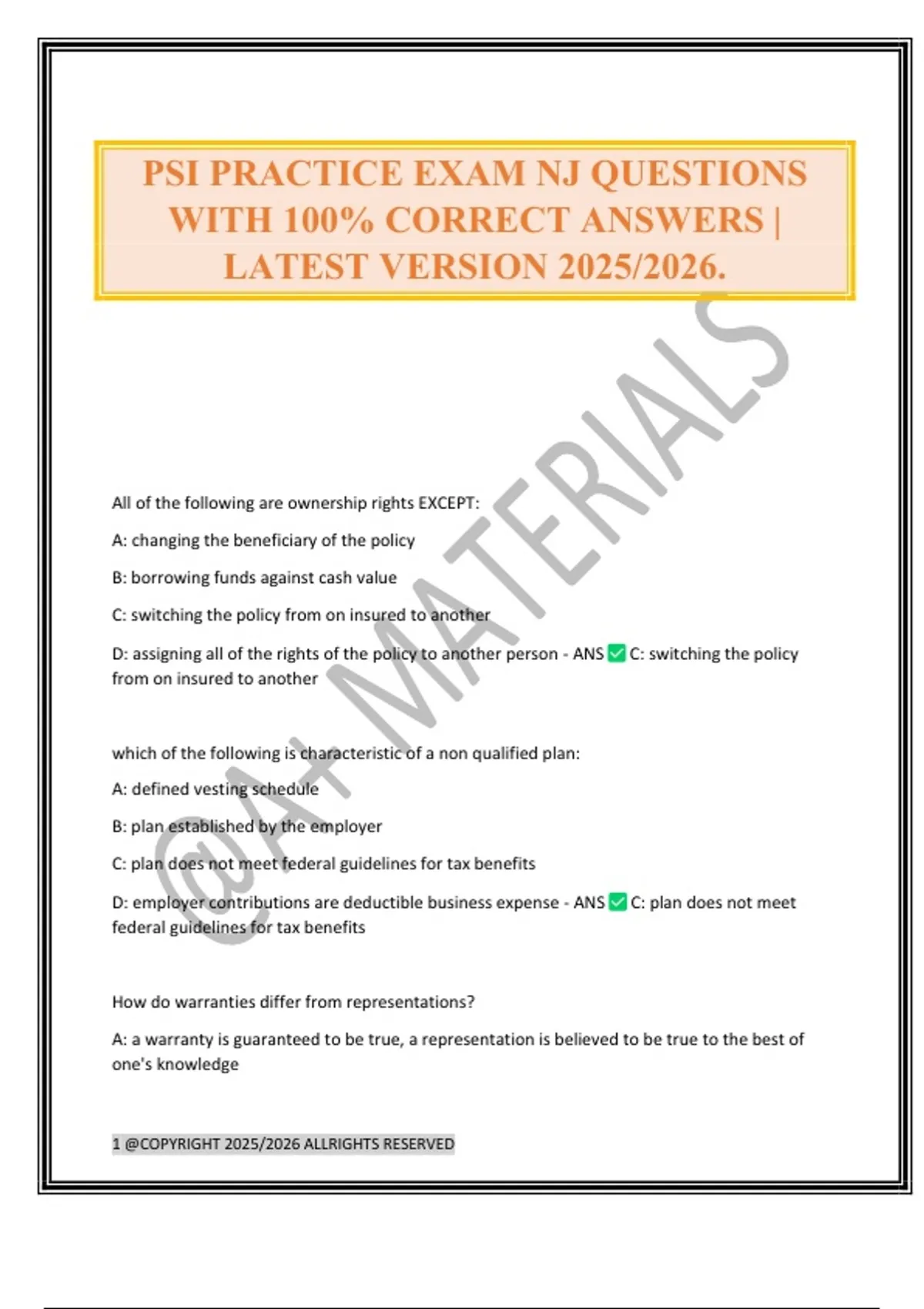 PSI PRACTICE EXAM NJ QUESTIONS WITH 100% CORRECT ANSWERS | LATEST ...
