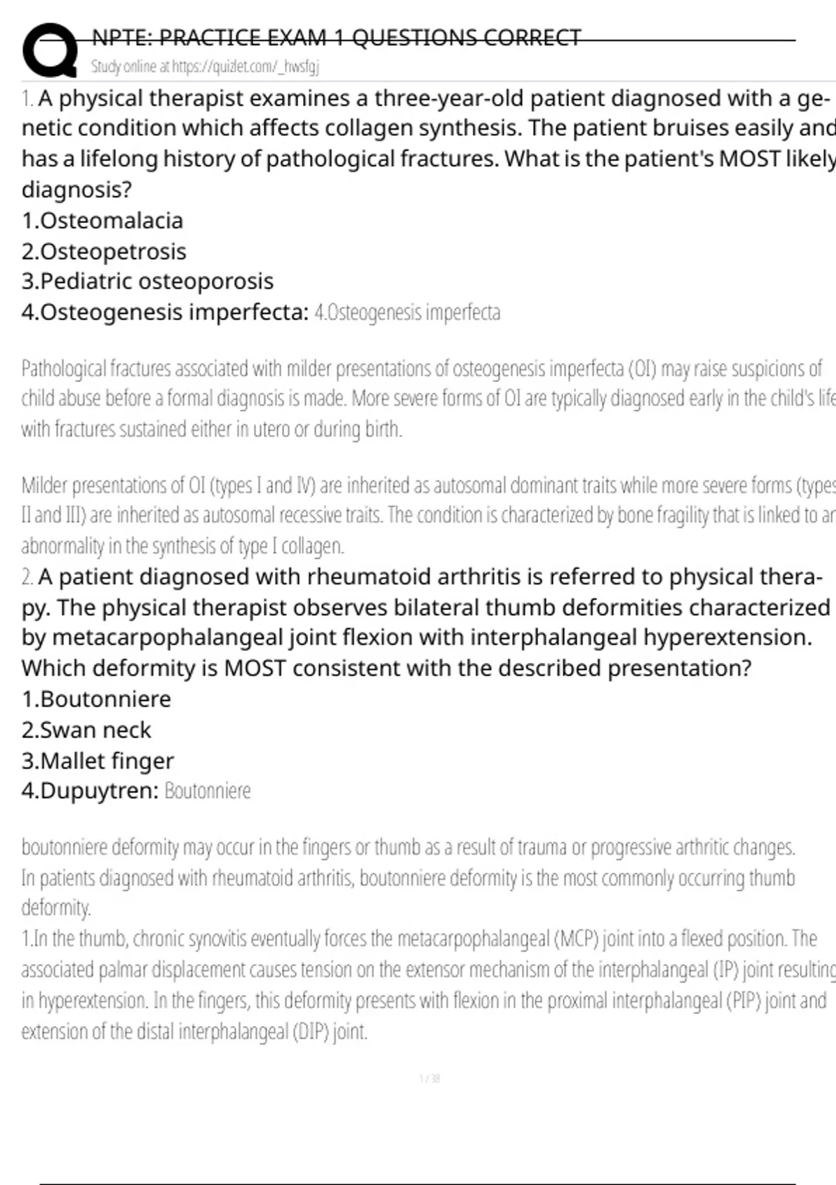 NPTE: PRACTICE EXAM 1 QUESTIONS CORRECT Exam Questions and Answers 100% ...