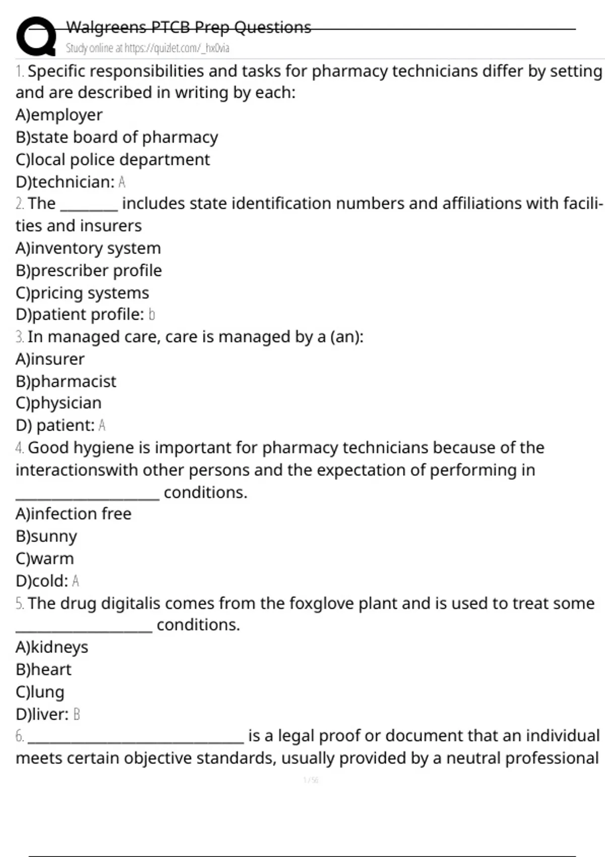 Walgreens PTCB Prep Questions Exam Questions and Answers 100% Pass ...