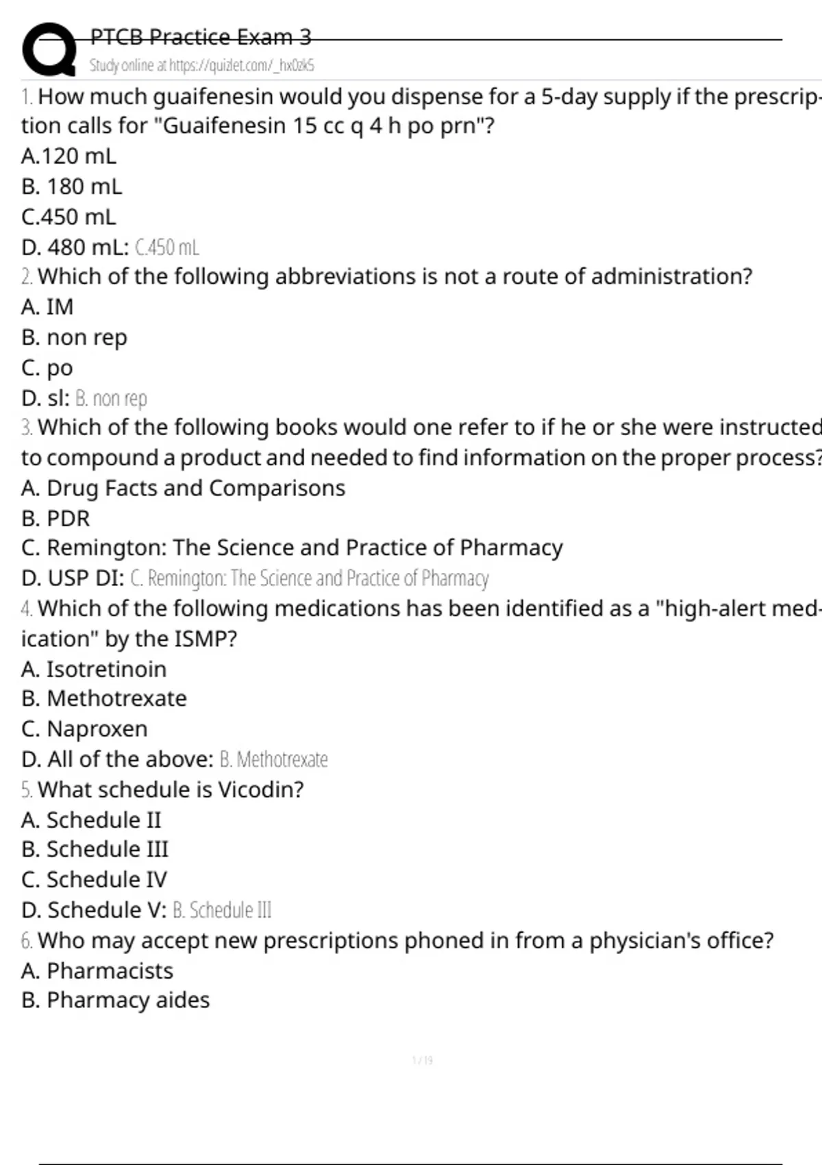 PTCB Practice Exam 3 Exam Questions and Answers 100% Pass |Already ...