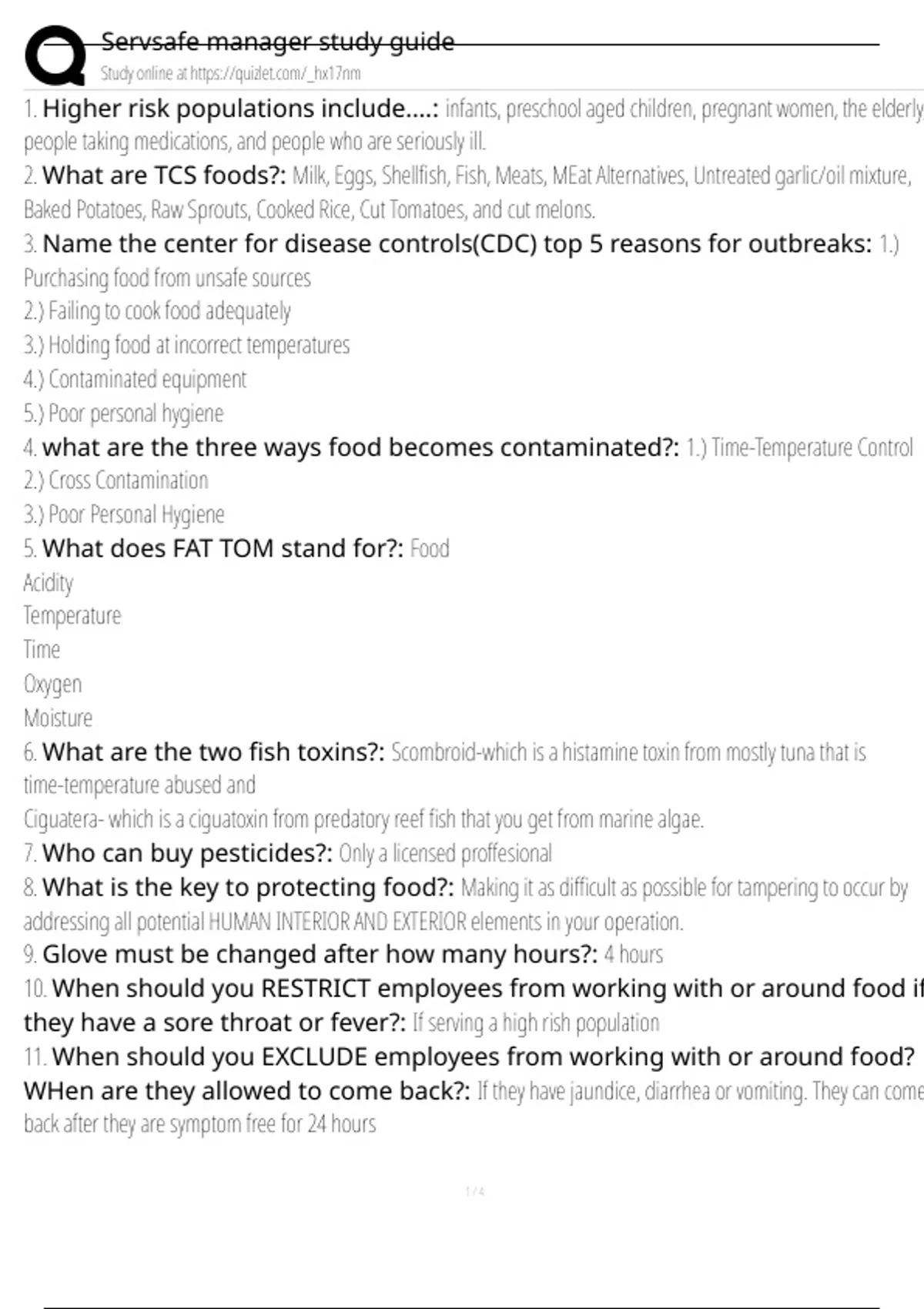 Servsafe manager study guide Exam Questions and Answers 100% Pass ...