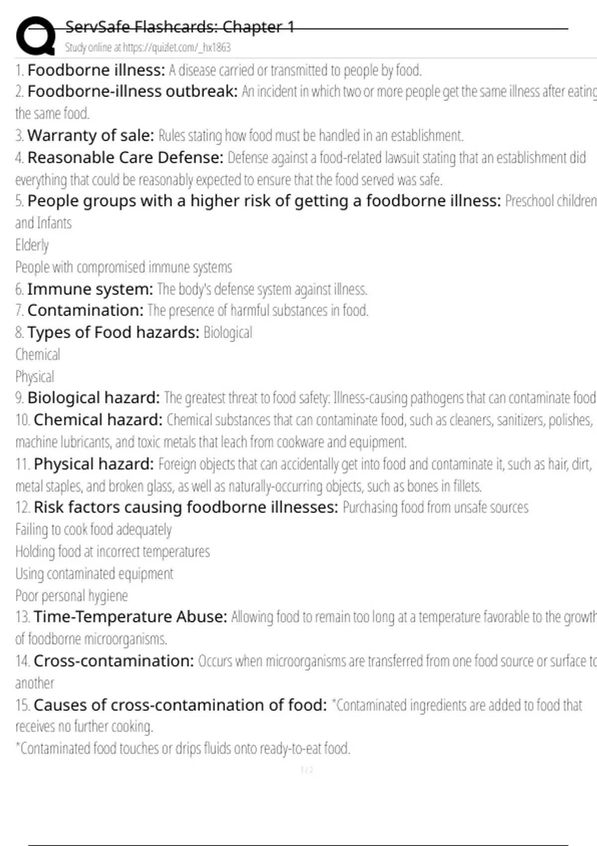 ServSafe Flashcards: Chapter 1 Exam Questions and Answers 100% Pass ...
