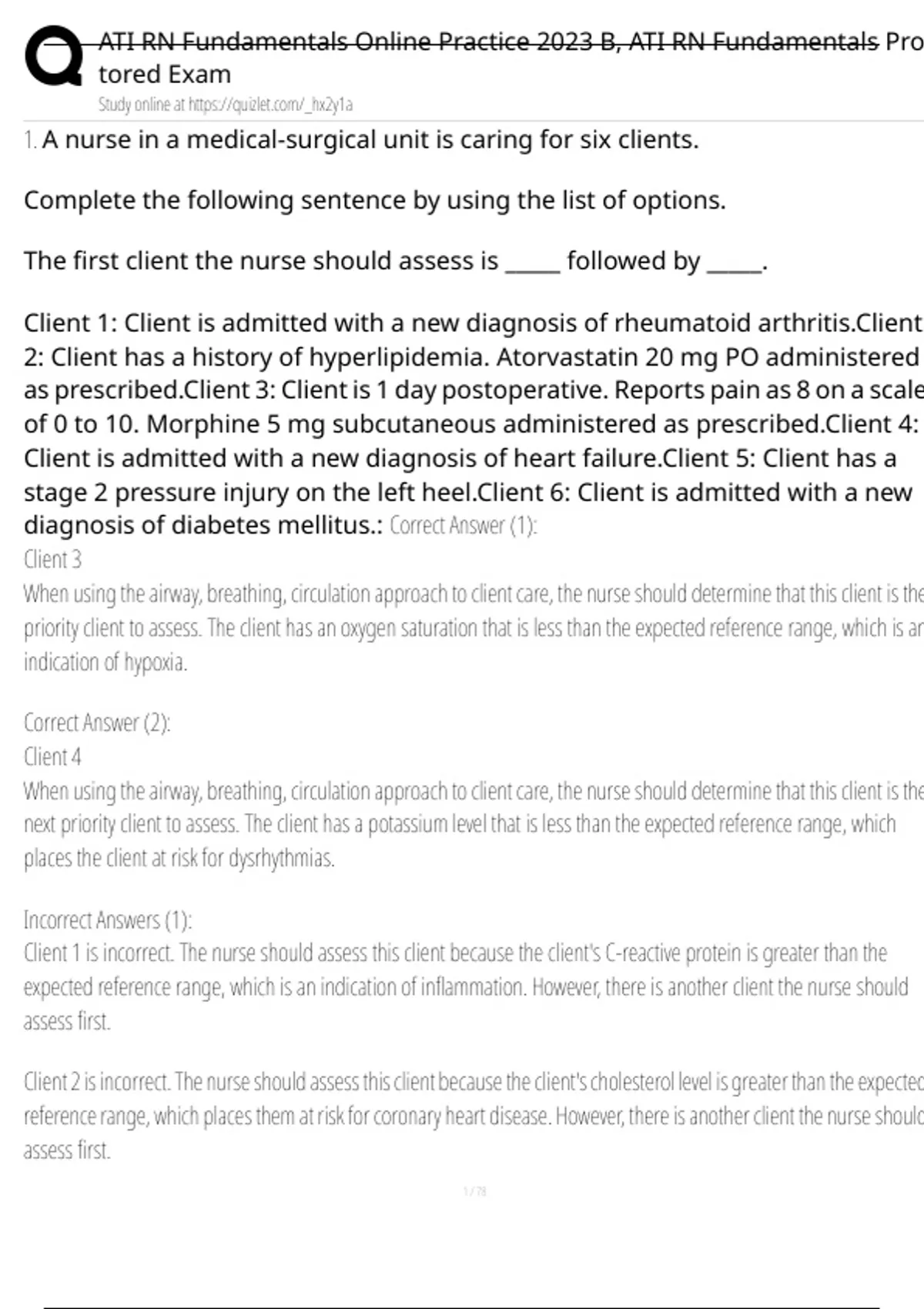 ATI RN Fundamentals Online Practice 2023 B, ATI RN Fundamentals Proc ...