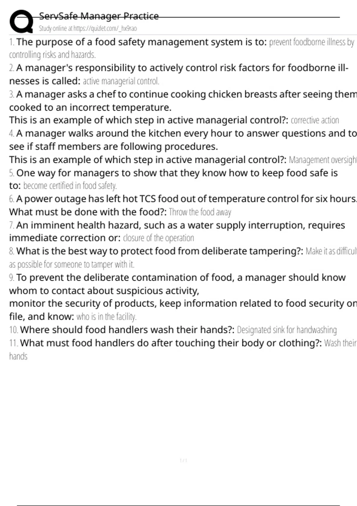 ServSafe Manager Practice Exam Questions and Answers 100% Pass |Already ...