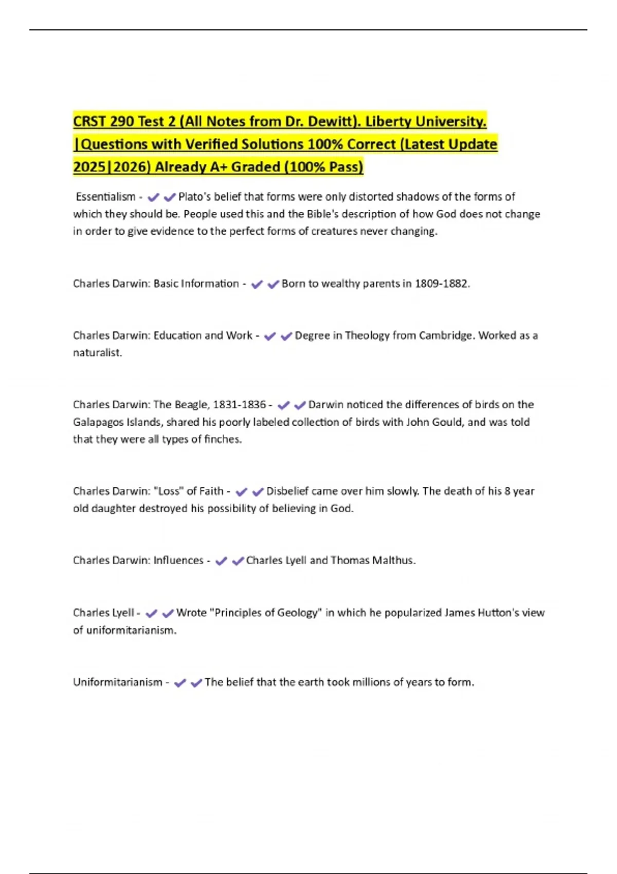 CRST 290 Test 2 (All Notes from Dr. Dewitt). Liberty University ...