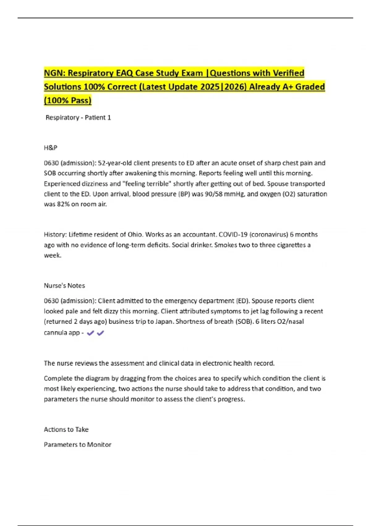 NGN: Neurologic EAQ Case Study Exam |Questions with Verified Solutions ...