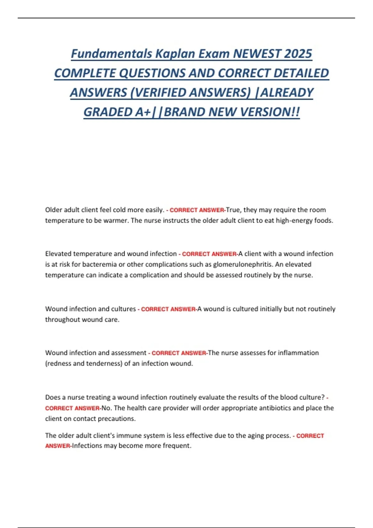 Fundamentals Kaplan Exam | Nursing School Assessment & NCLEX ...