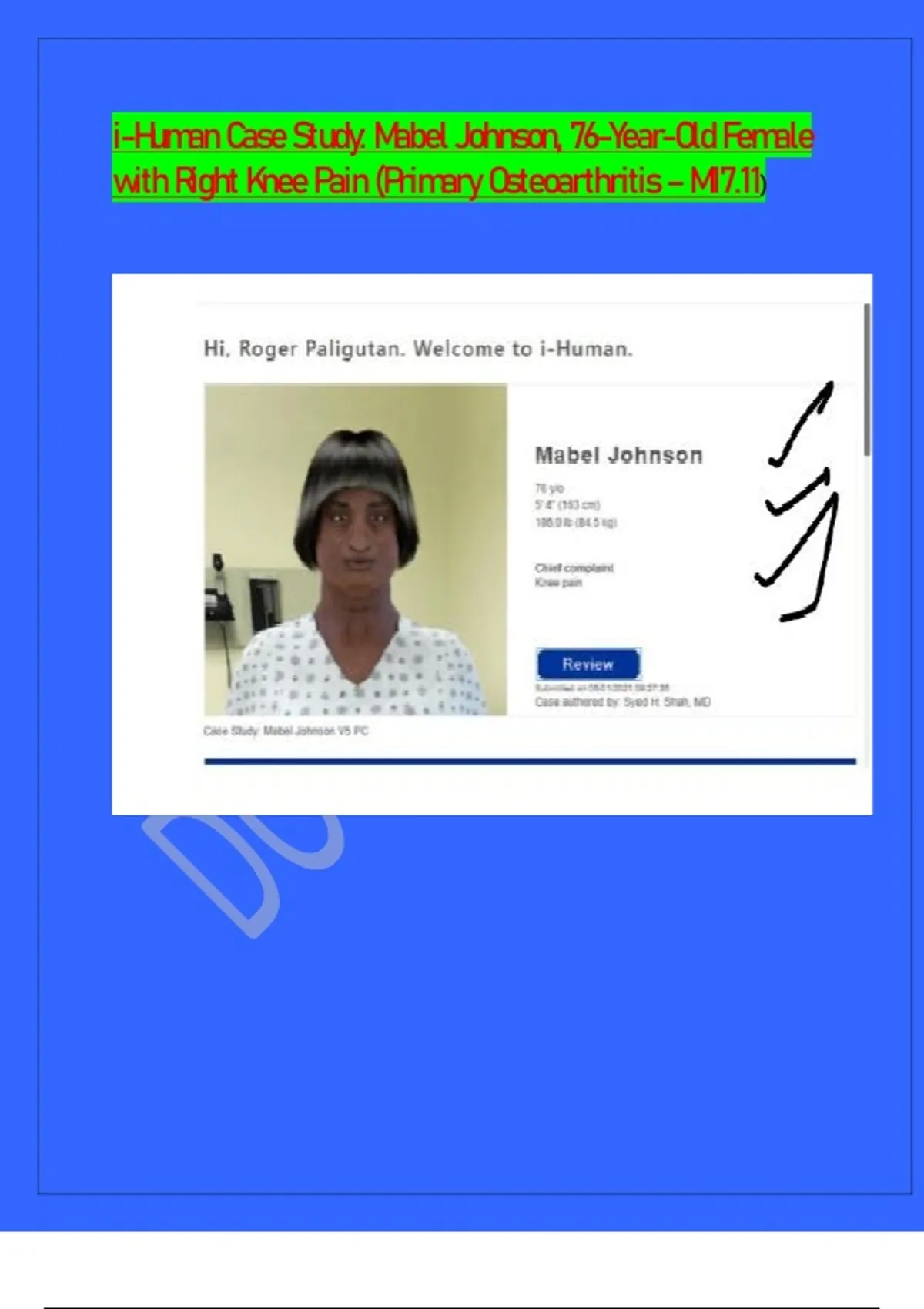 i-Human Case Study: Mabel Johnson, 76-Year-Old Female with Right Knee ...