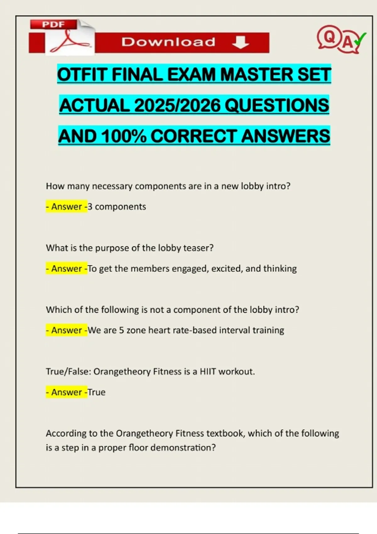 OTFIT FINAL EXAM MASTER SET ACTUAL 2025/2026 QUESTIONS AND 100% CORRECT ...