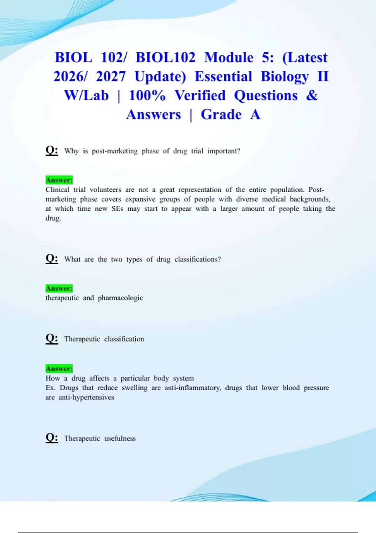 BIOL 102/ BIOL102 Module 5: (Latest 2026/ 2027 Update) Essential ...