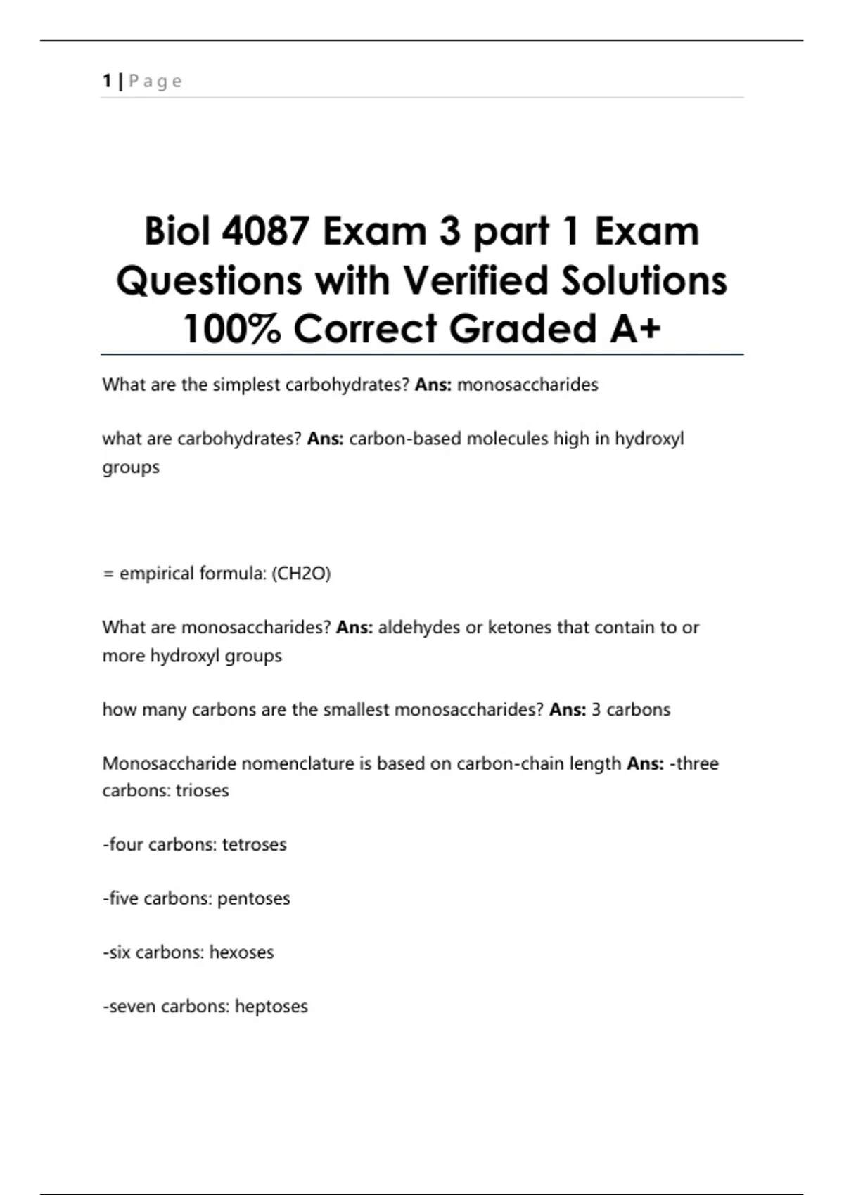 Biol 4087 Exam 3 part 1 Exam Questions with Verified Solutions 100% ...