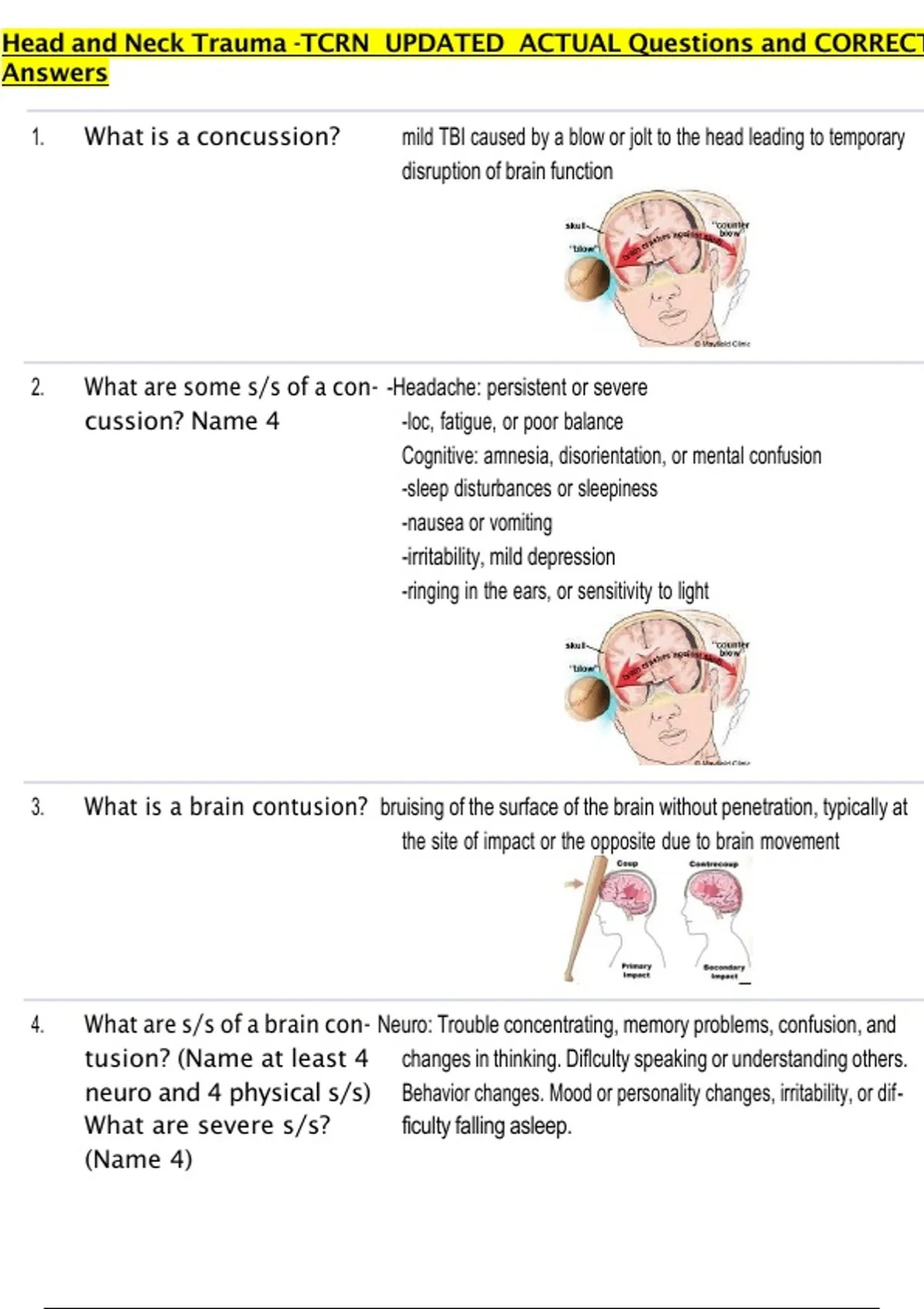 Head and Neck Trauma -TCRN UPDATED ACTUAL Questions and CORRECT Answers ...