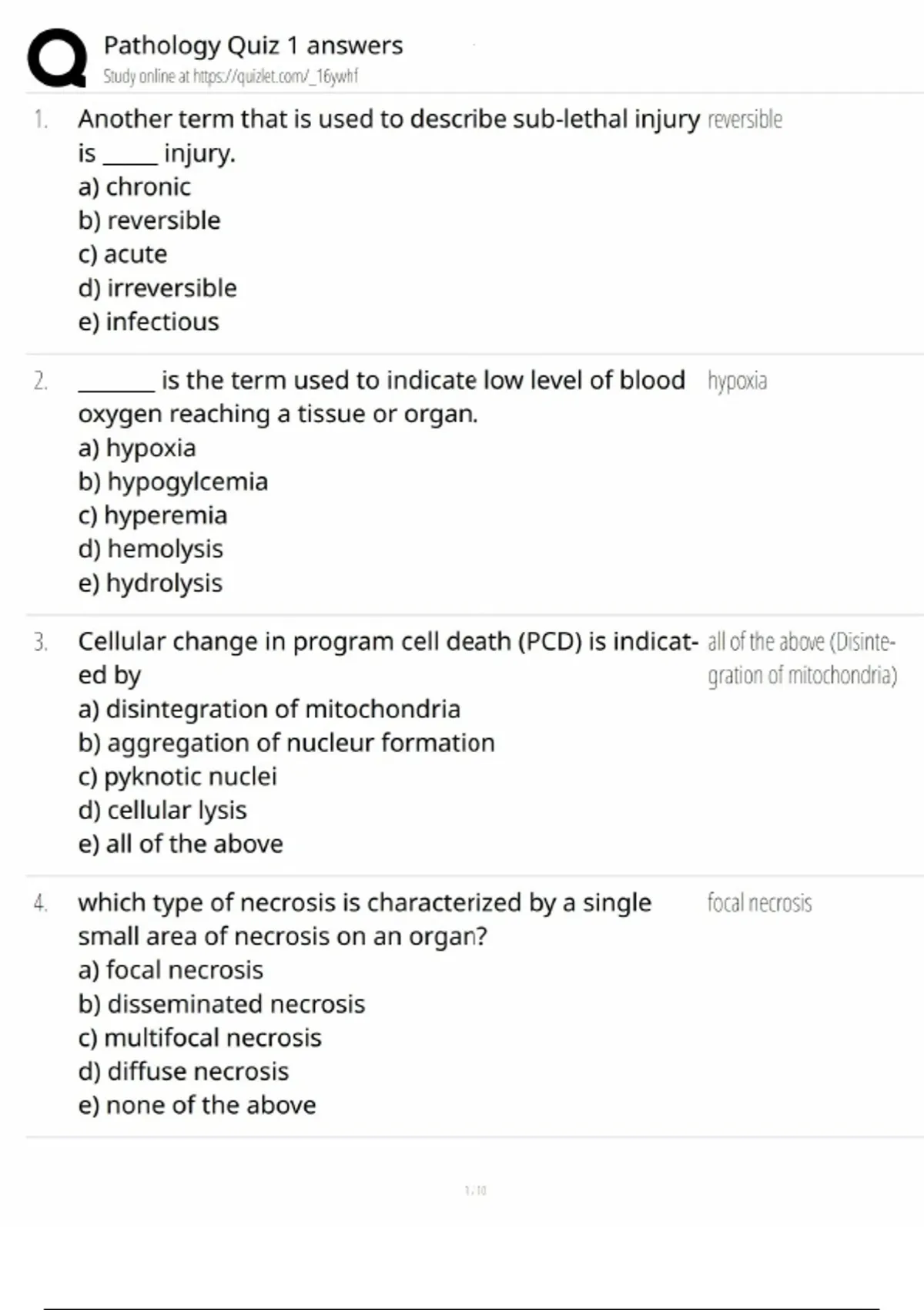 Pathology Quiz 1 Answers / Score 100% / 2025 Update / New Version ...