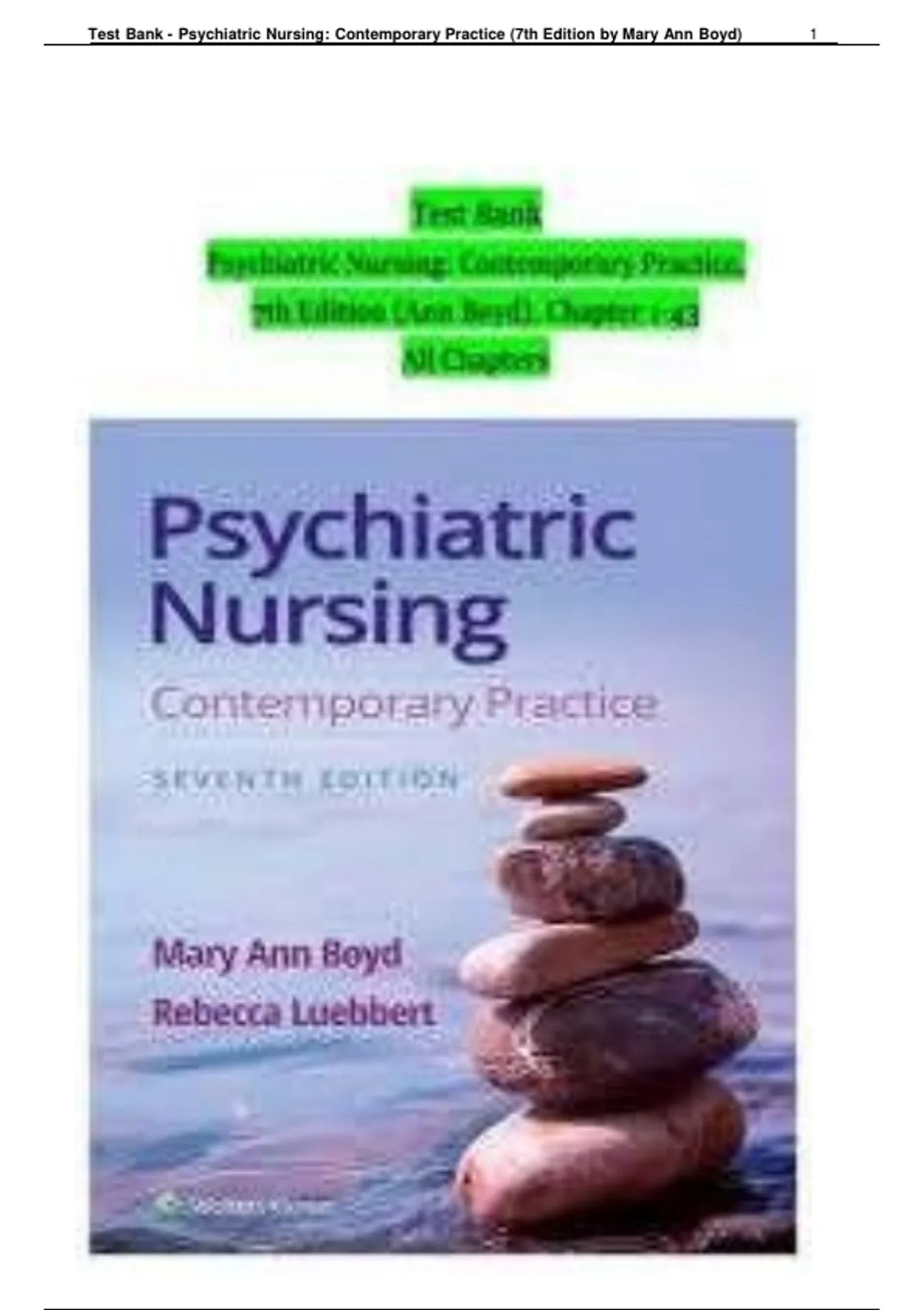 Test Bank for Psychiatric Nursing: Contemporary Practice 7th Edition by ...