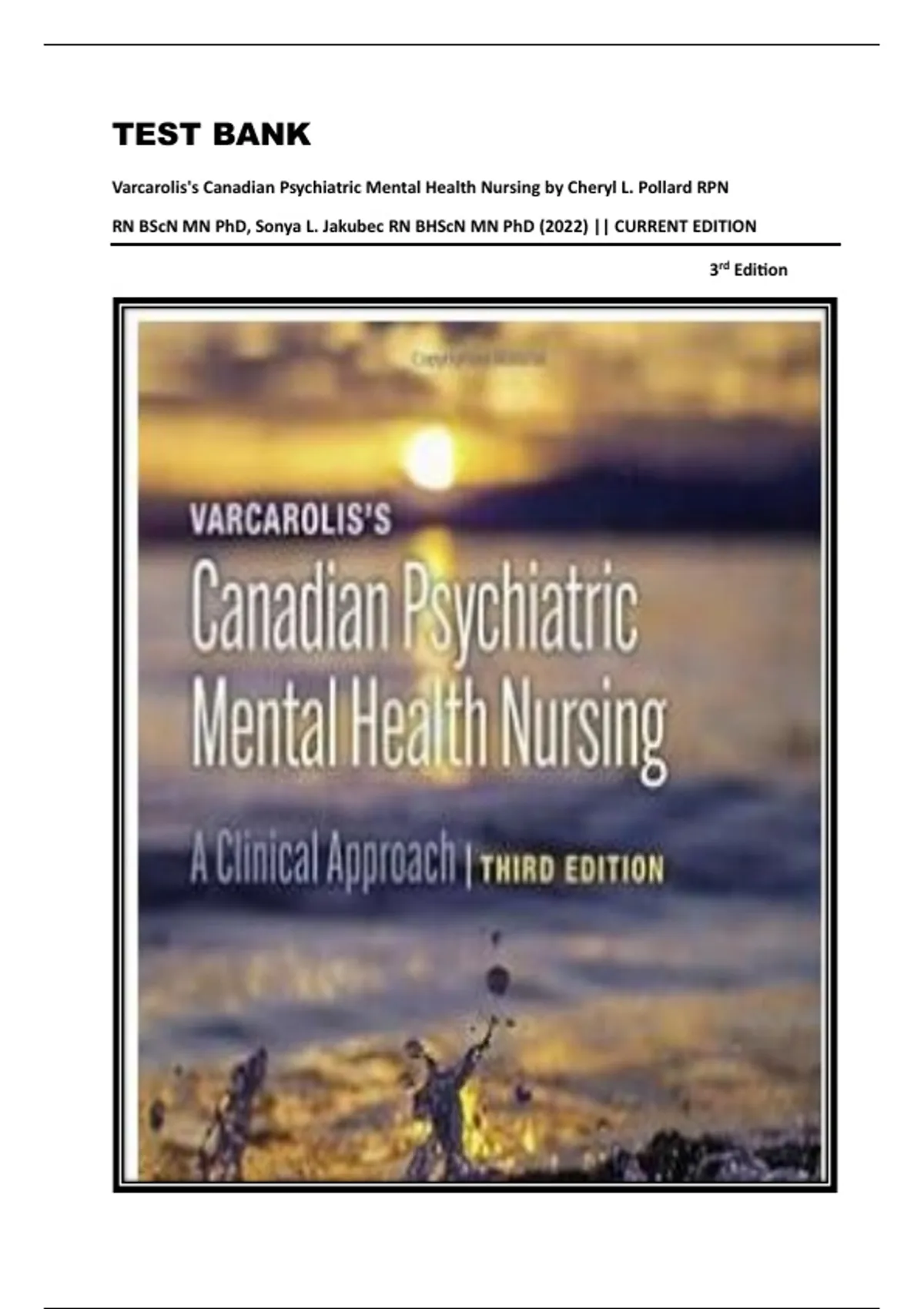 TEST BANK Varcarolis's Canadian Psychiatric Mental Health Nursing by ...