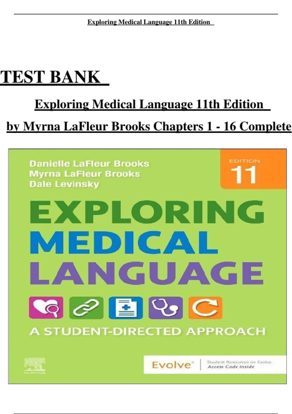 TEST BANK Exploring Medical Language 11th Edition by Myrna LaFleur ...