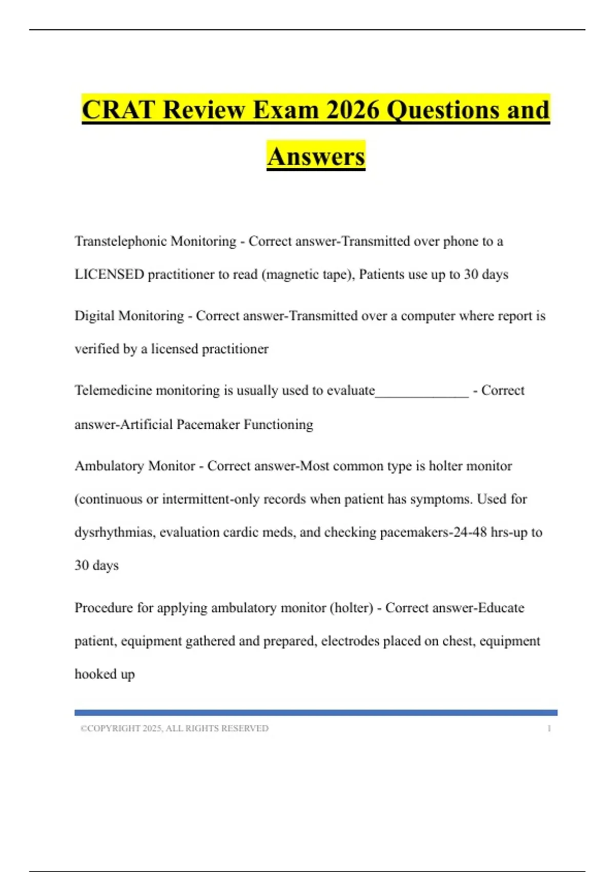 CRAT Review Exam 2026 Questions and Answers - CRAT - Stuvia US
