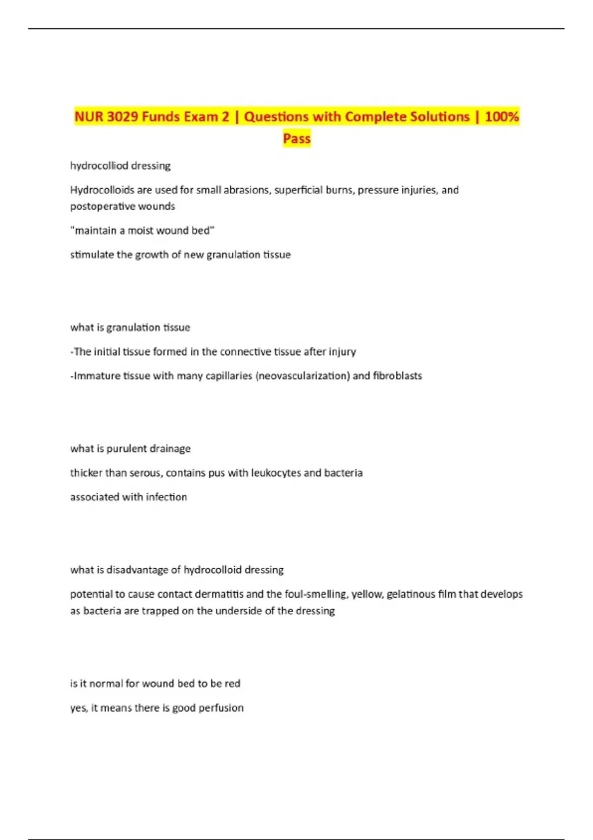 NUR 3029 Funds Exam 2 | Questions with Complete Solutions | 100% Pass ...