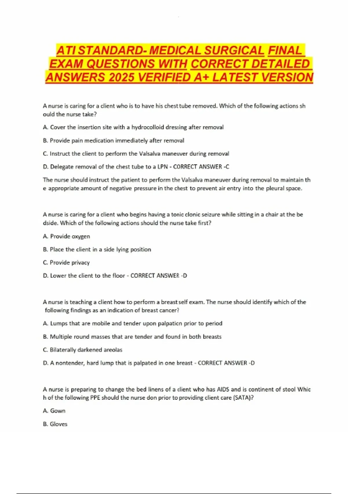 ATI RN PEDIATRICS NGN PRACTICE EXAM COMPLETE REAL EXAM QUESTIONS AND ...