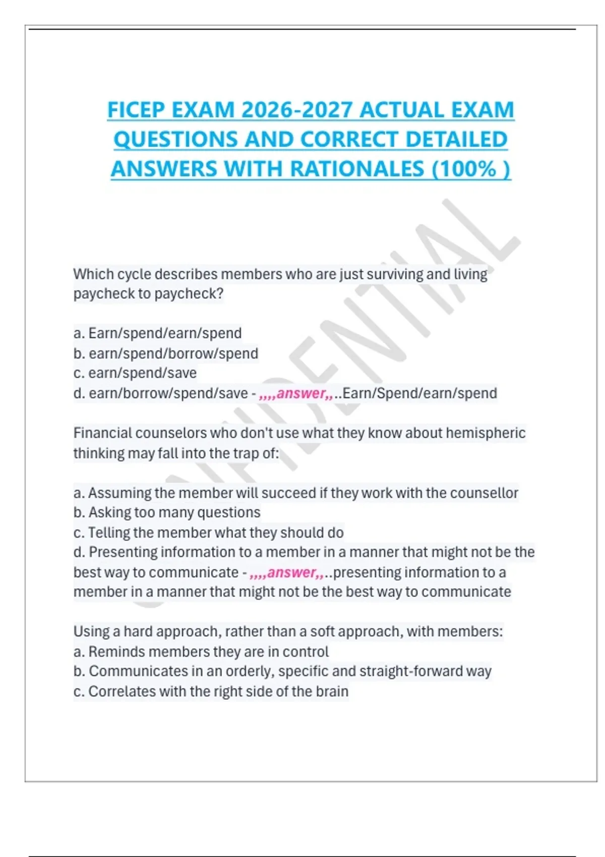 FICEP EXAM ACTUAL EXAM QUESTIONS AND CORRECT DETAILED ANSWERS WITH ...