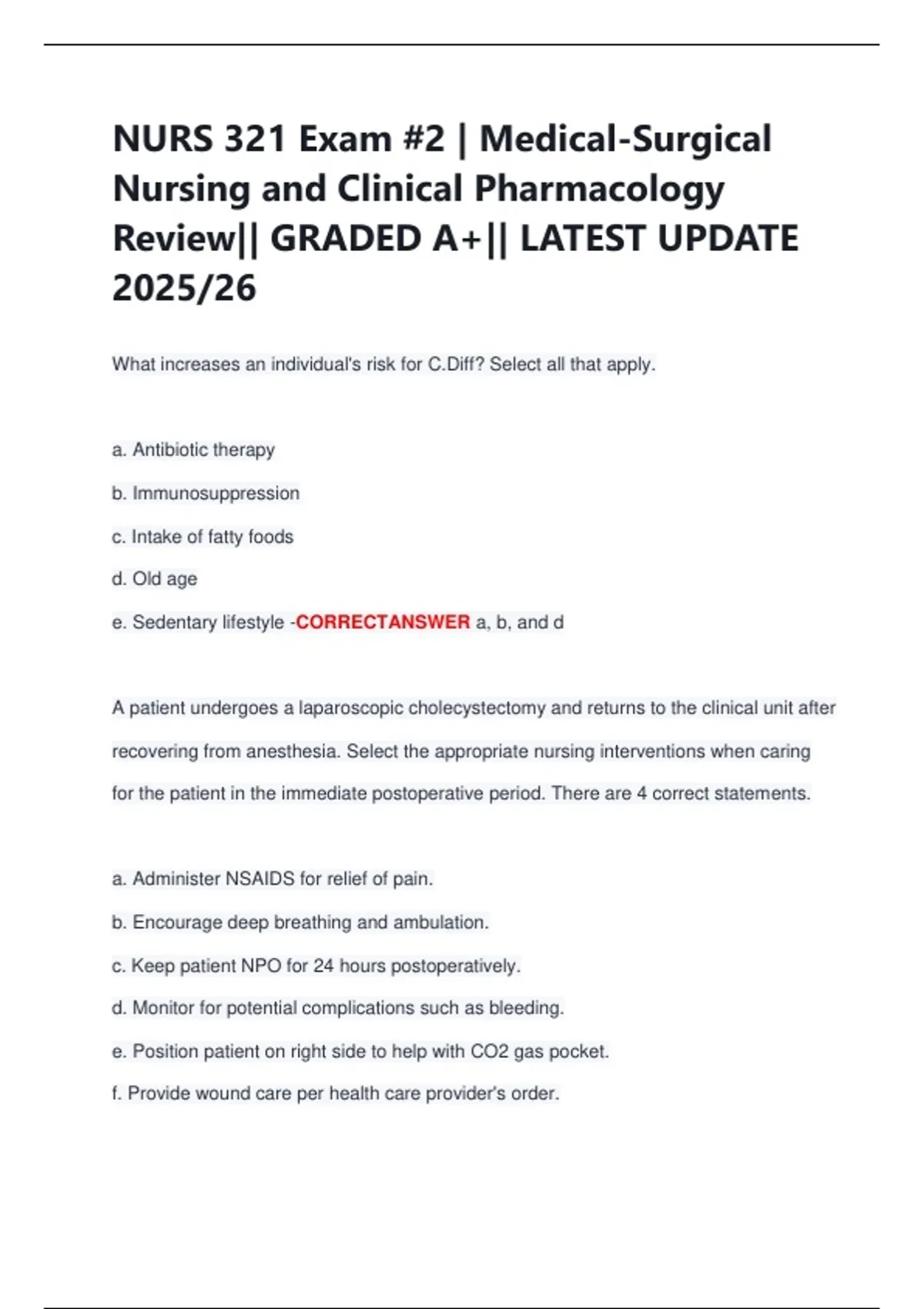 NURS 321 Exam #2 | Medical-Surgical Nursing and Clinical Pharmacology ...