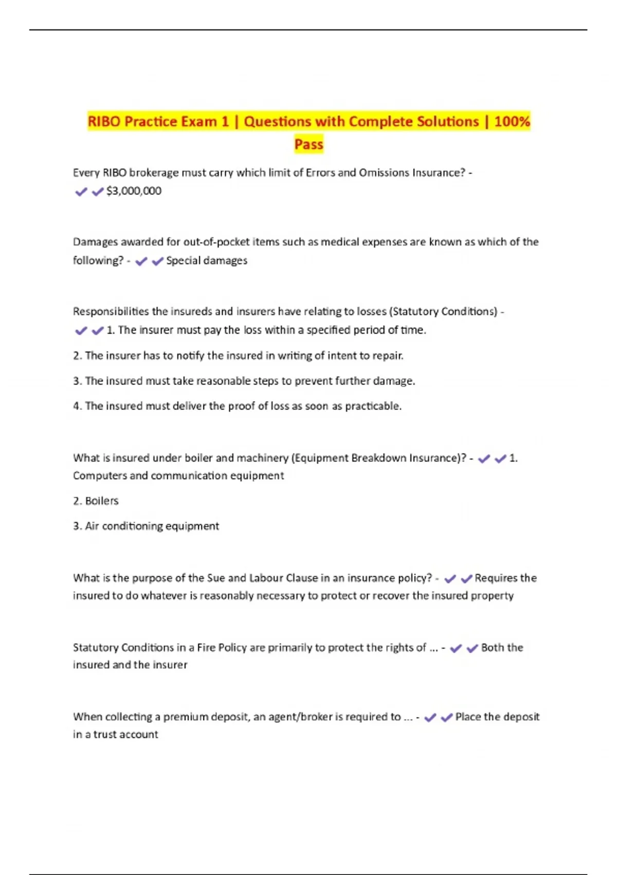 RIBO Practice Exam 1 | Questions with Complete Solutions | 100% Pass ...