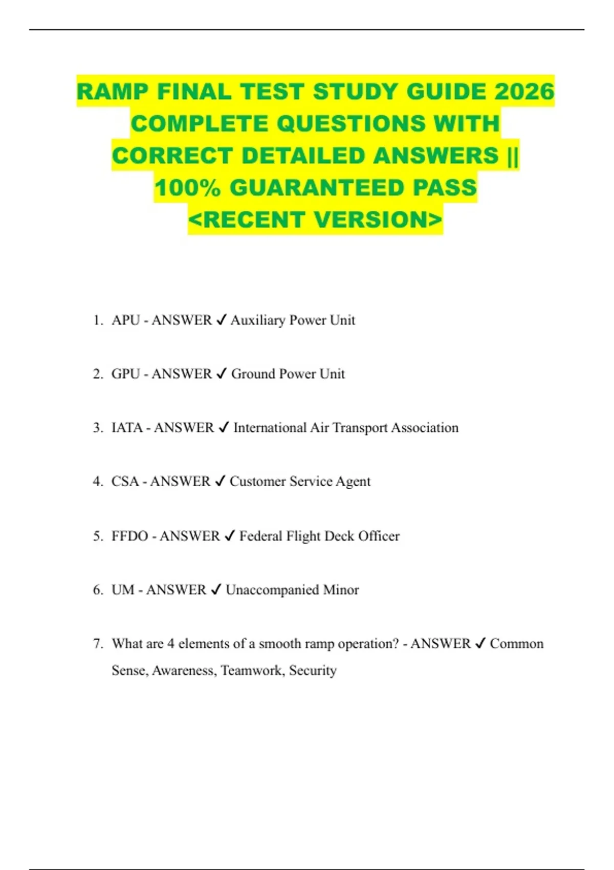 RAMP FINAL TEST STUDY GUIDE 2026 COMPLETE QUESTIONS WITH CORRECT ...