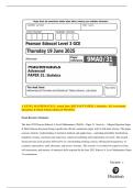A LEVEL MATHEMATICS: Actual June 2025 PAST PAPER 3: Statistics. All ...