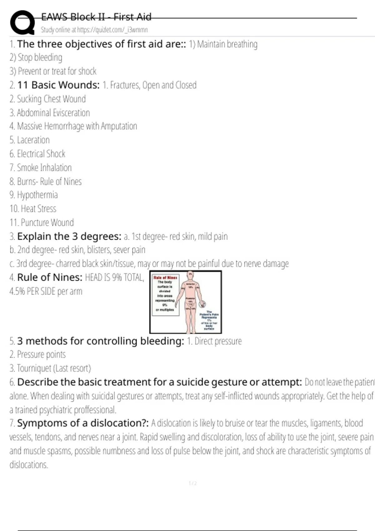 EAWS Block II - First Aid Exam Questions and Answers 100% Pass ...