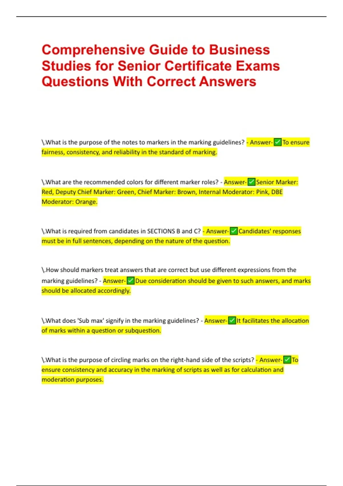 Comprehensive Guide to Business Studies for Senior Certificate Exams ...