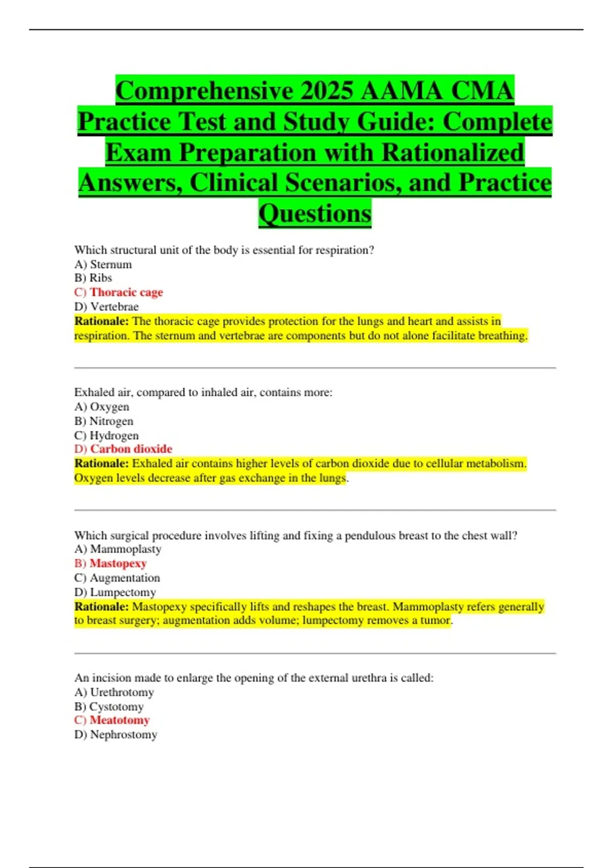 Comprehensive 2025 AAMA CMA Practice Test and Study Guide: Complete ...
