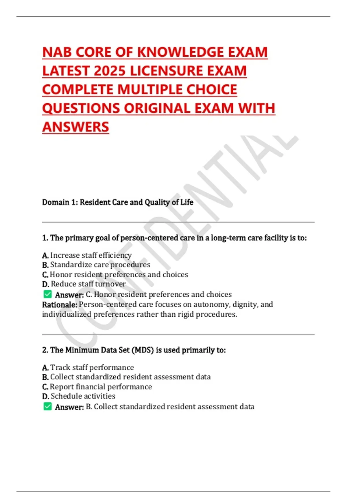 NAB CORE OF KNOWLEDGE EXAM LATEST 2025 LICENSURE EXAM COMPLETE MULTIPLE ...