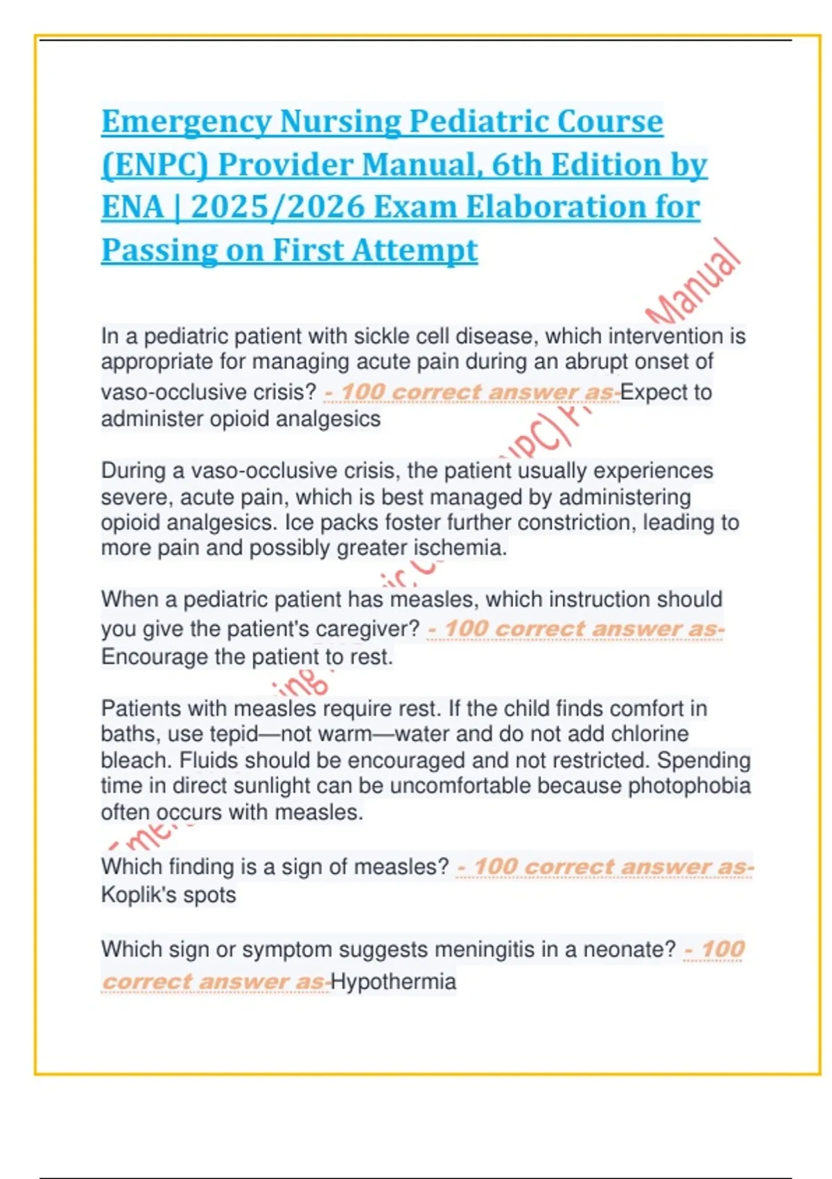Emergency Nursing Pediatric Course (ENPC) Provider Manual, 6th Edition ...