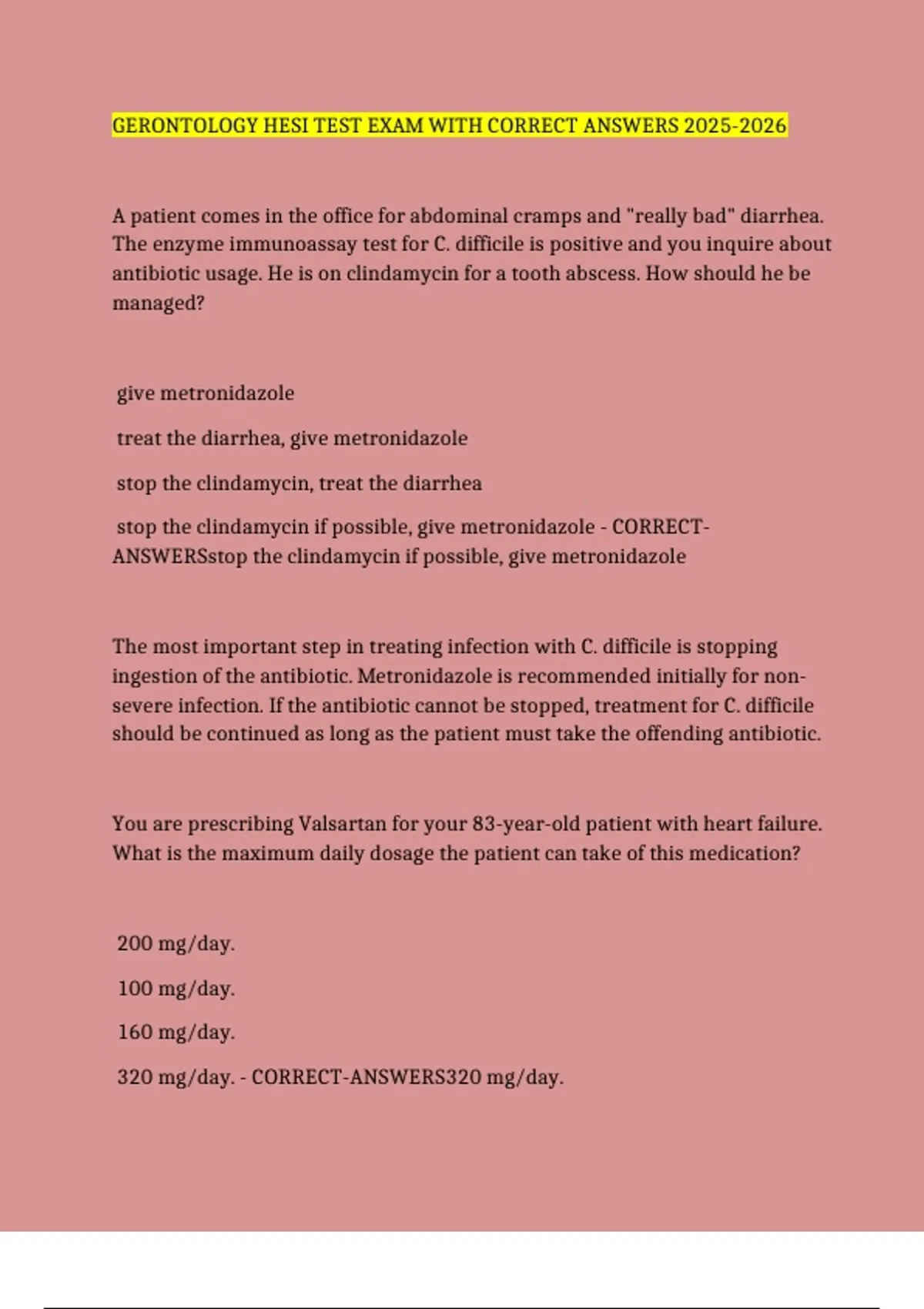 GERONTOLOGY HESI TEST EXAM WITH CORRECT ANSWERS - GERONTOLOGY HESI ...