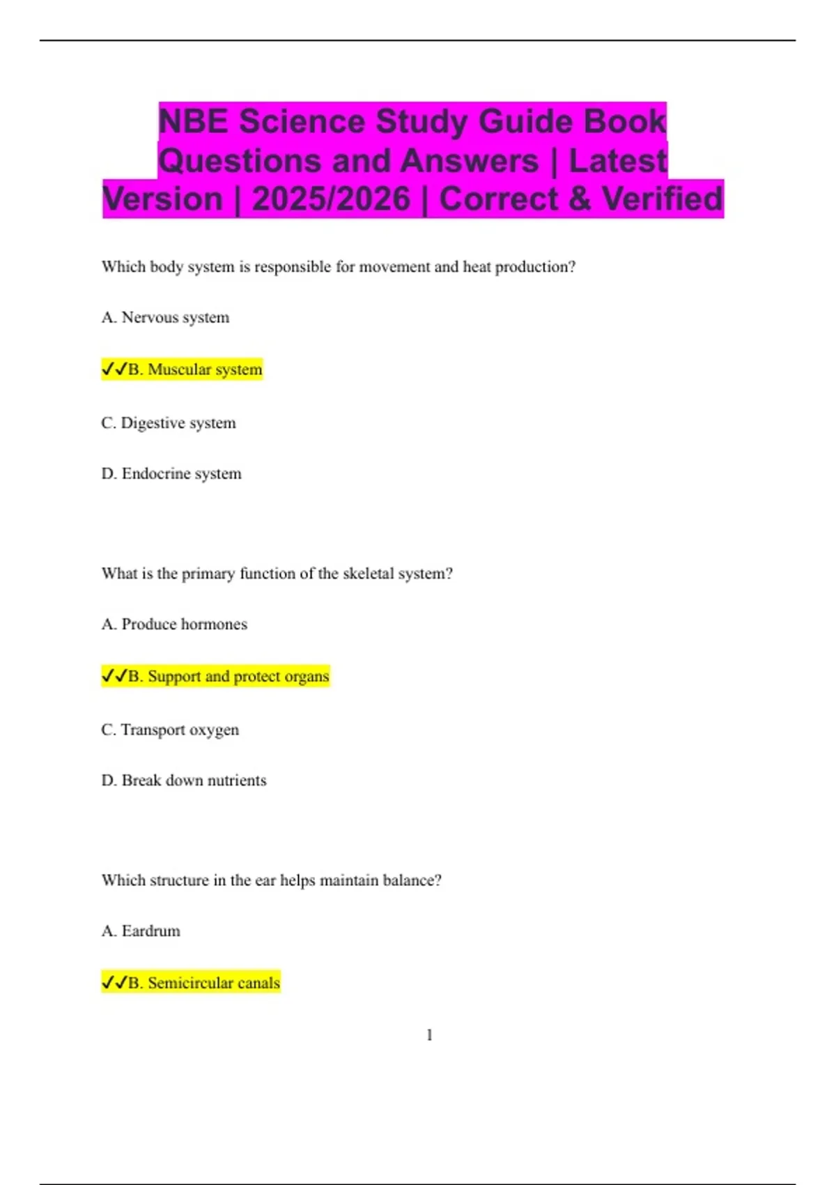 NBE Science Study Guide Book Questions and Answers | Latest Version ...