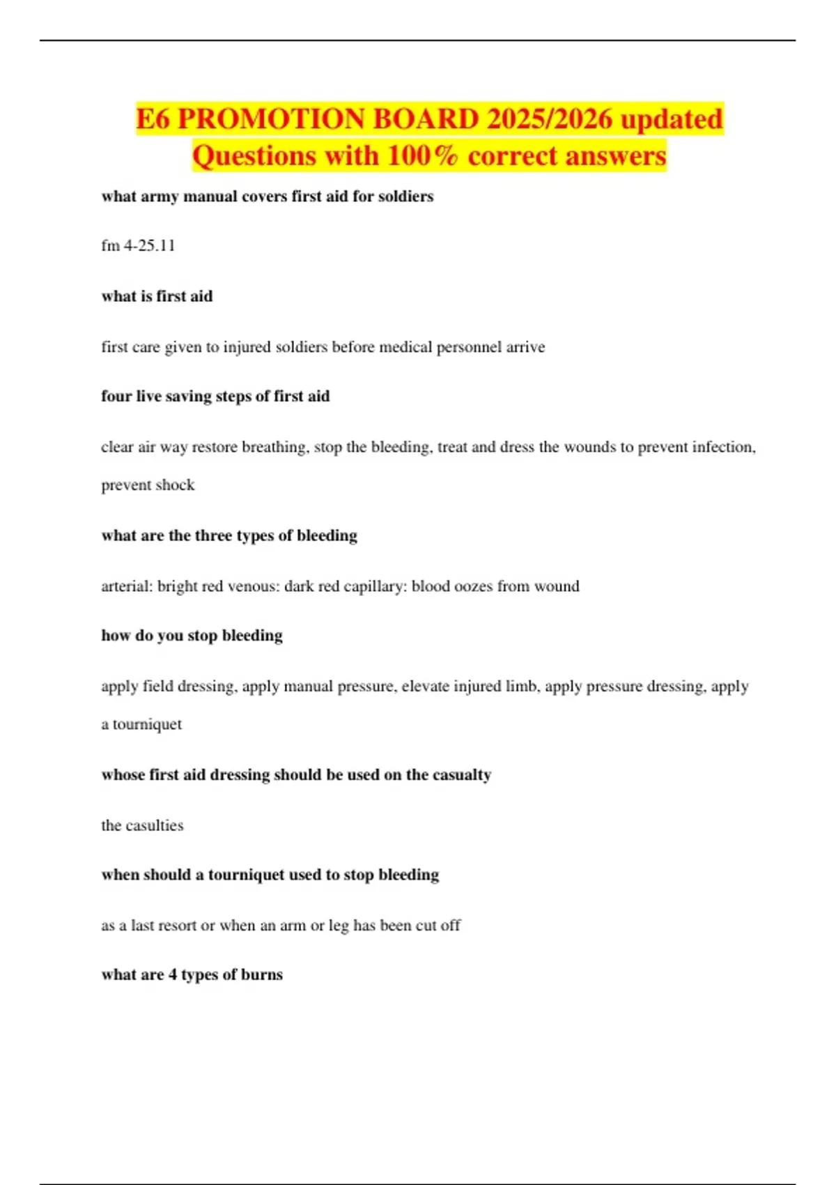 E6 PROMOTION BOARD 2025/2026 updated Questions with 100% correct ...
