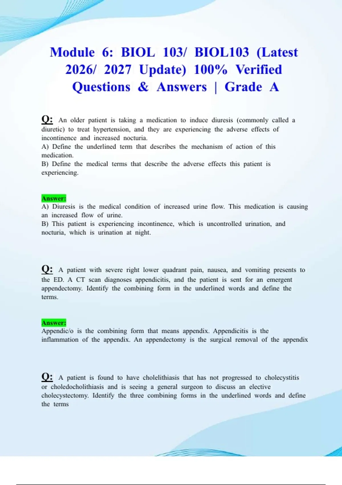 Module 6: BIOL 103/ BIOL103 (Latest 2026/ 2027 Update) 100% Verified ...