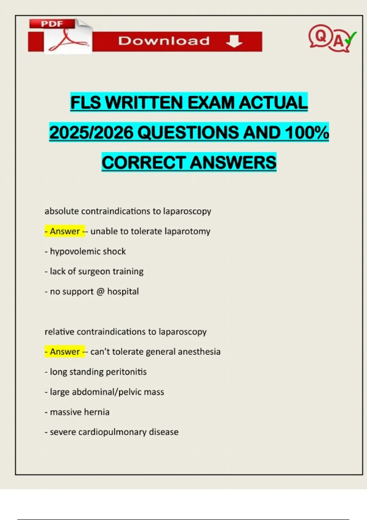 FLS WRITTEN EXAM ACTUAL 2025/2026 QUESTIONS AND 100% CORRECT ANSWERS ...