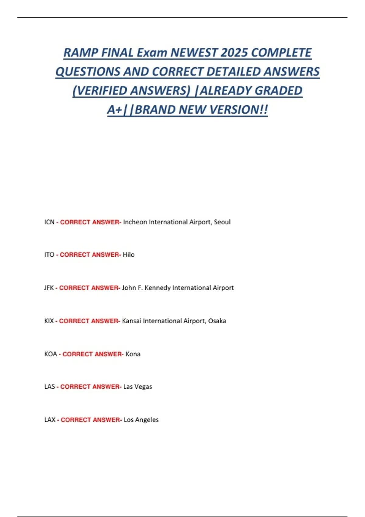 Ramp Training AA Final Exam – Comprehensive Ground Operations & Safety ...