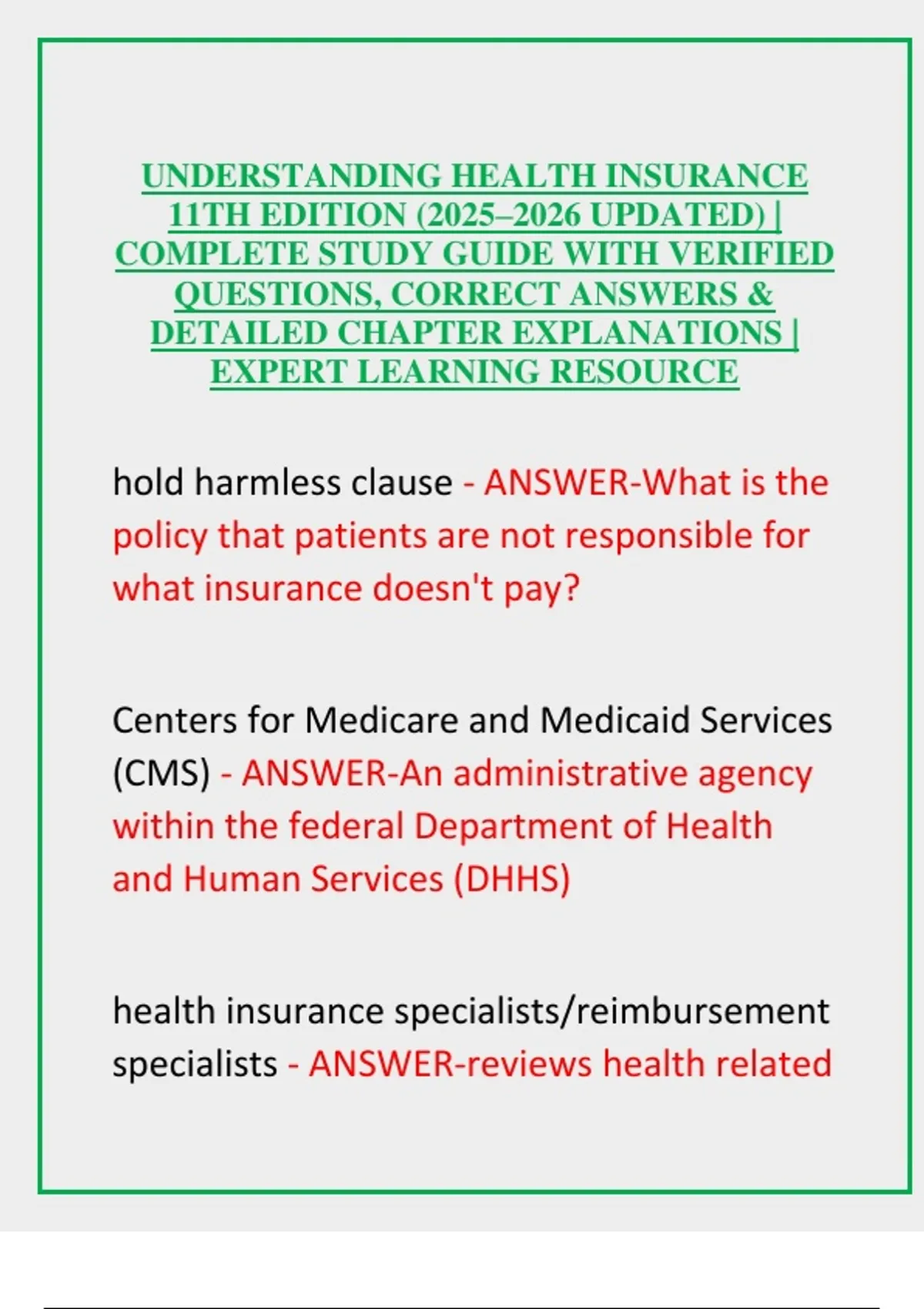 Understanding Health Insurance 11th Edition (2025–2026 Updated ...