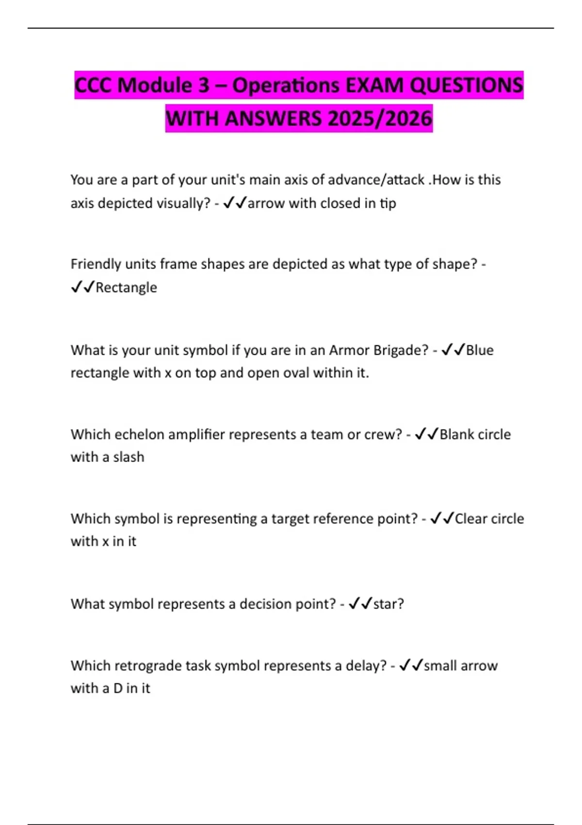 CCC Module 3 – Operations EXAM QUESTIONS WITH ANSWERS 2025/2026 - CCC ...