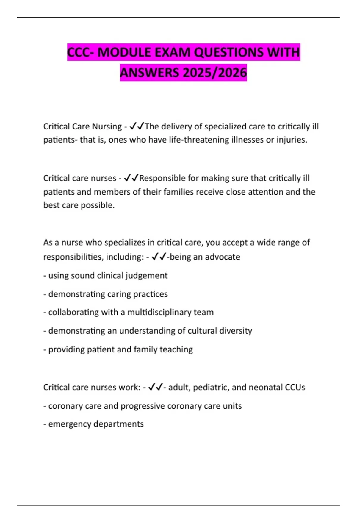 CCC- MODULE EXAM QUESTIONS WITH ANSWERS 2025/2026 - CCC Module 6 ...