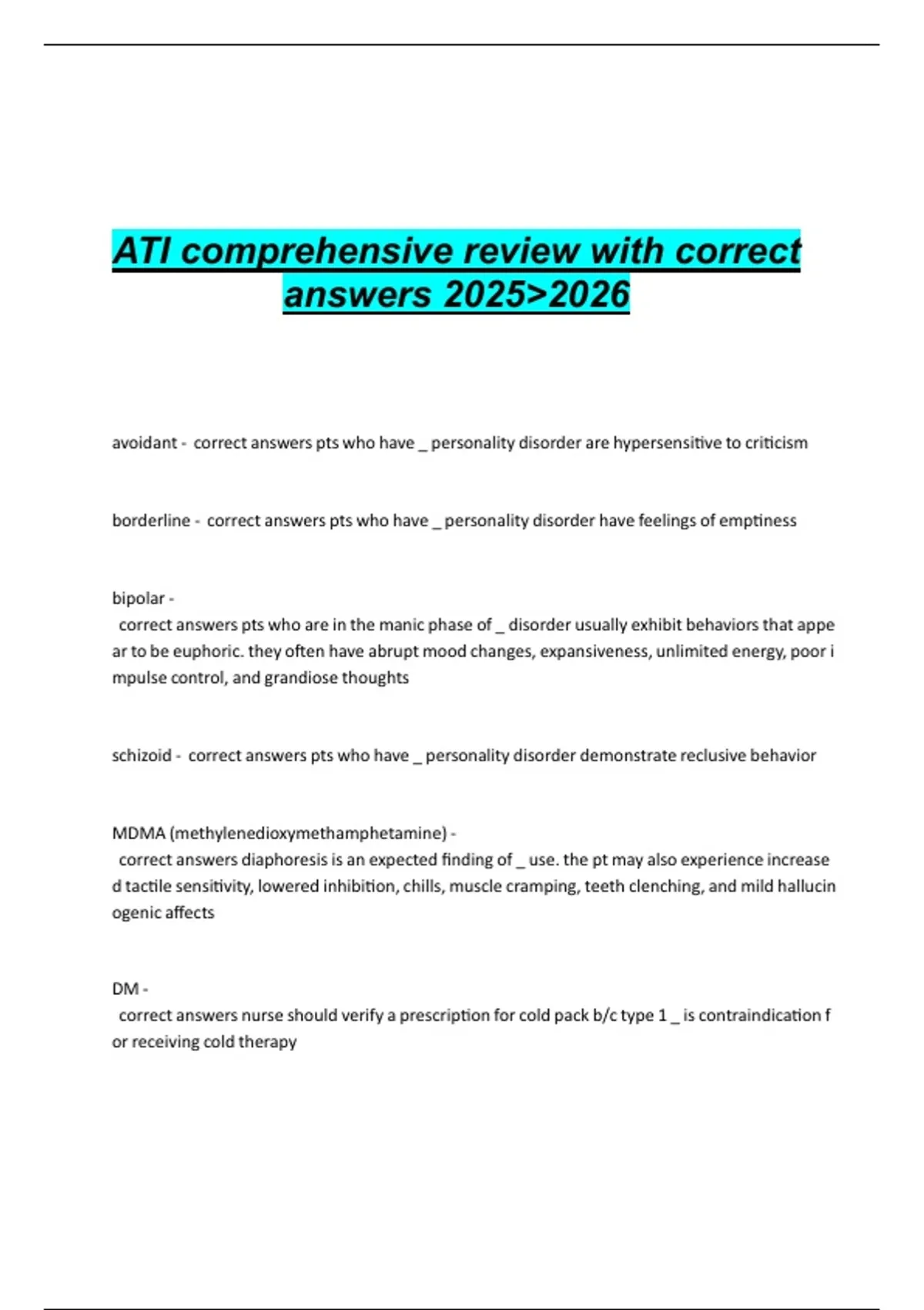 ATI comprehensive review with correct answers 20252026 - ATI ...