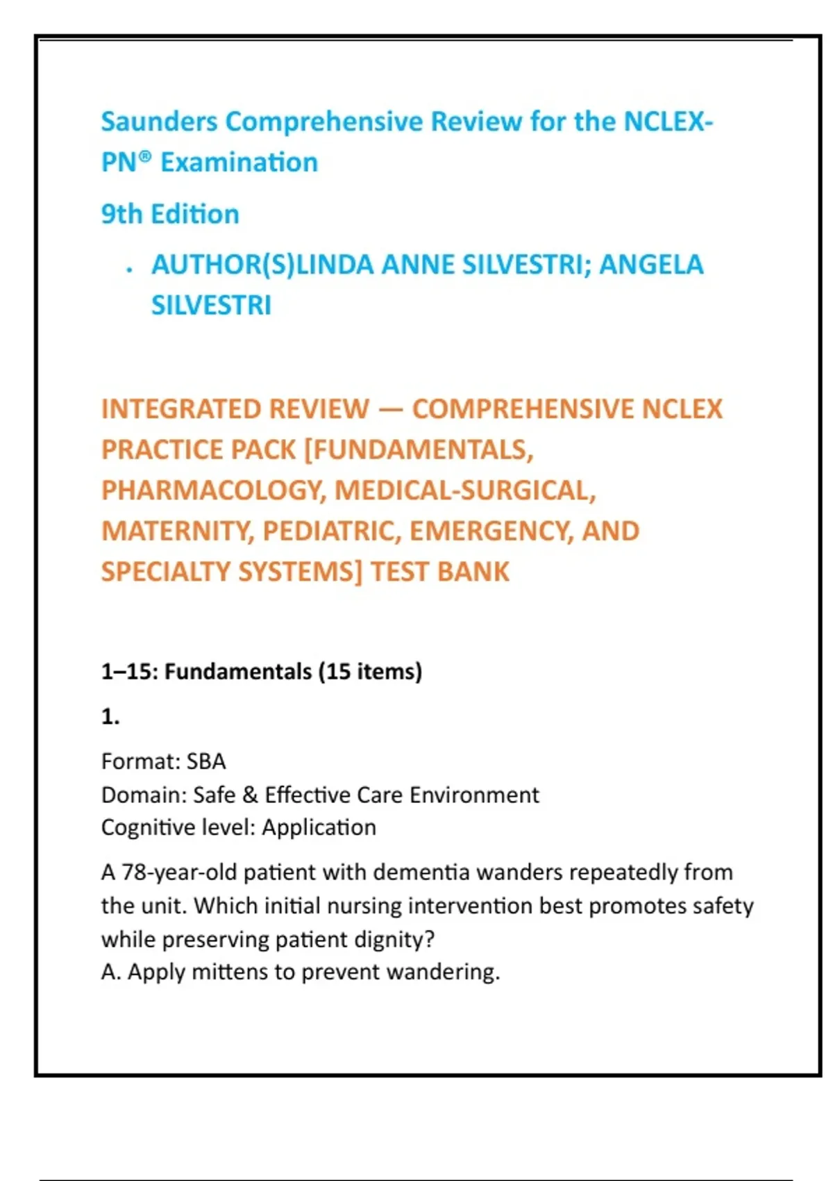 Saunders NCLEX-RN 2025 Comprehensive Test Bank | NGN Practice Pack with ...
