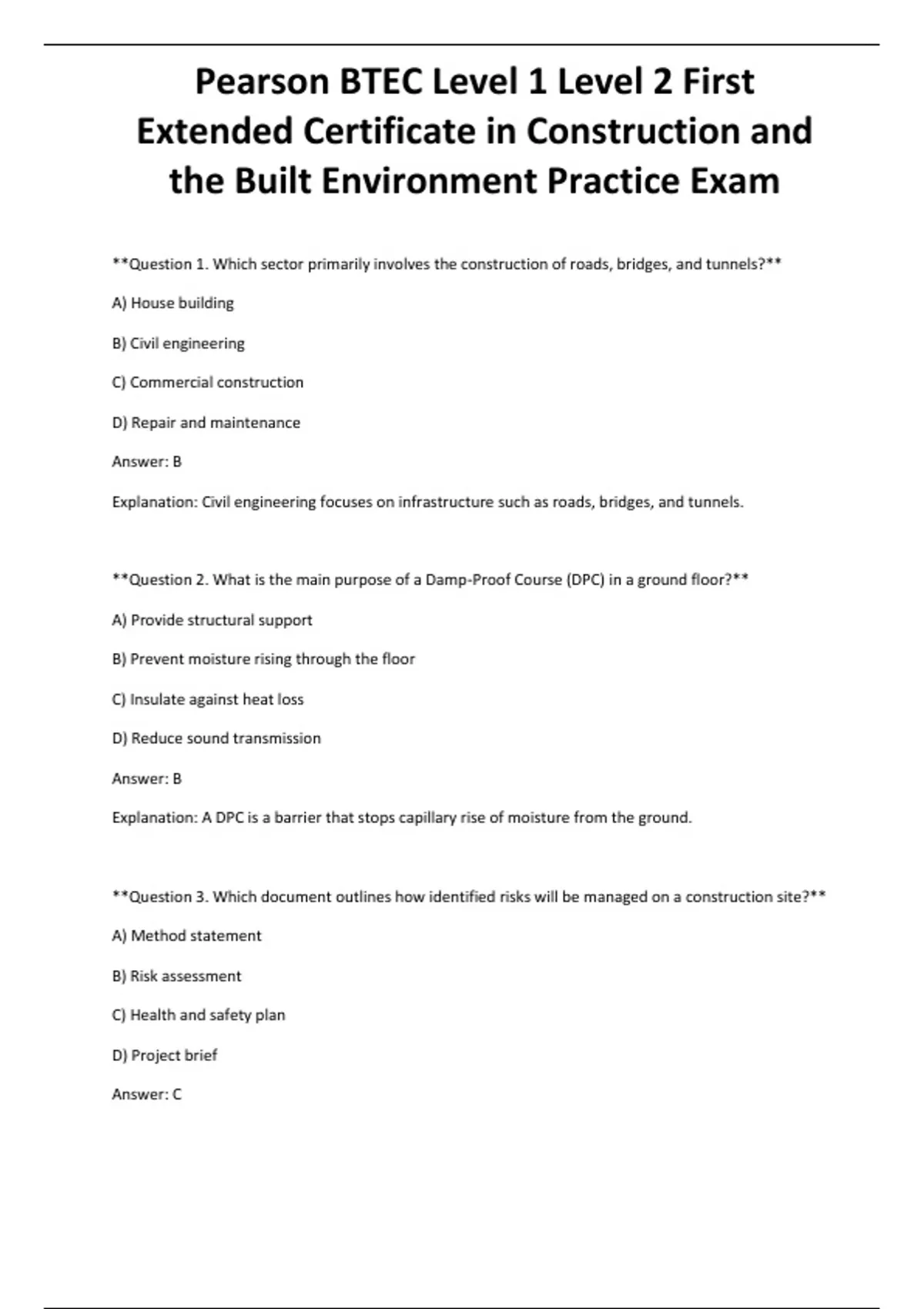 Pearson BTEC Level 1 Level 2 First Extended Certificate in Construction ...