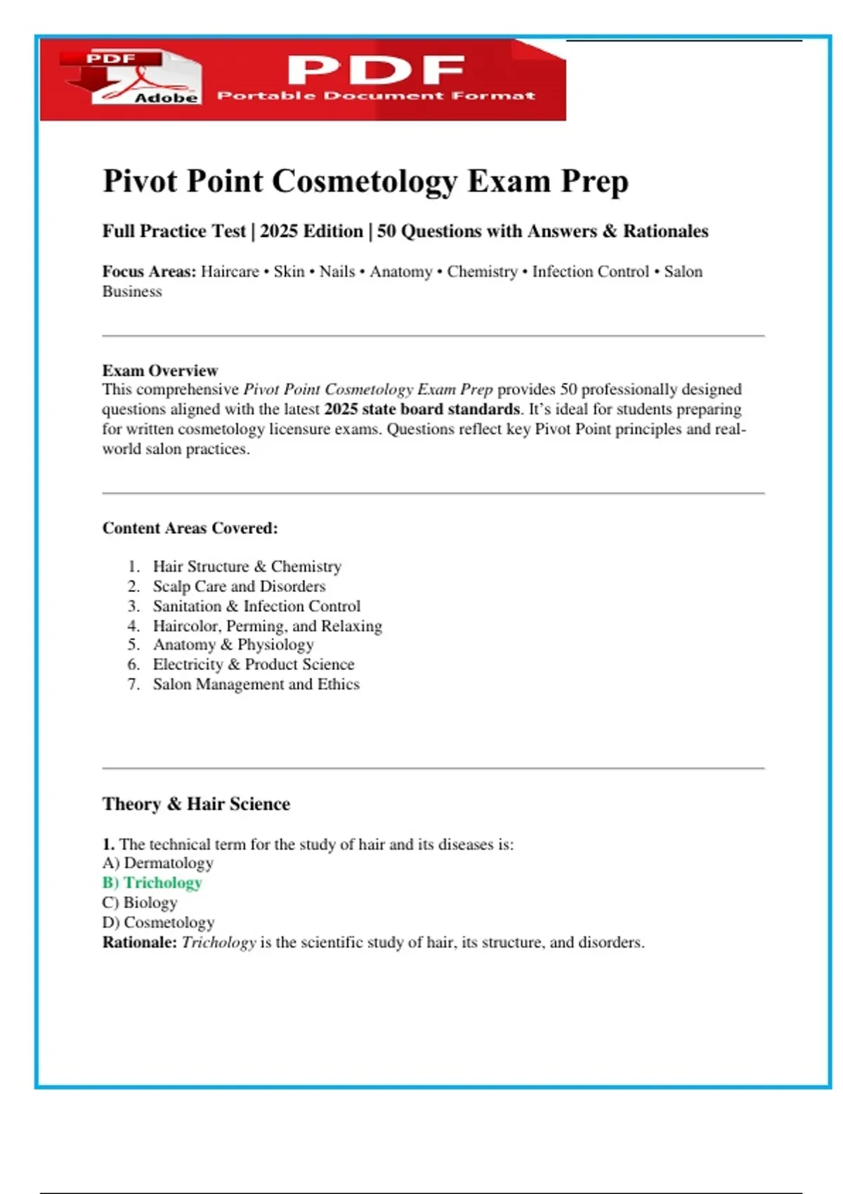 Pivot Point Cosmetology Exam Prep – 2025 Edition Full Practice Test ...