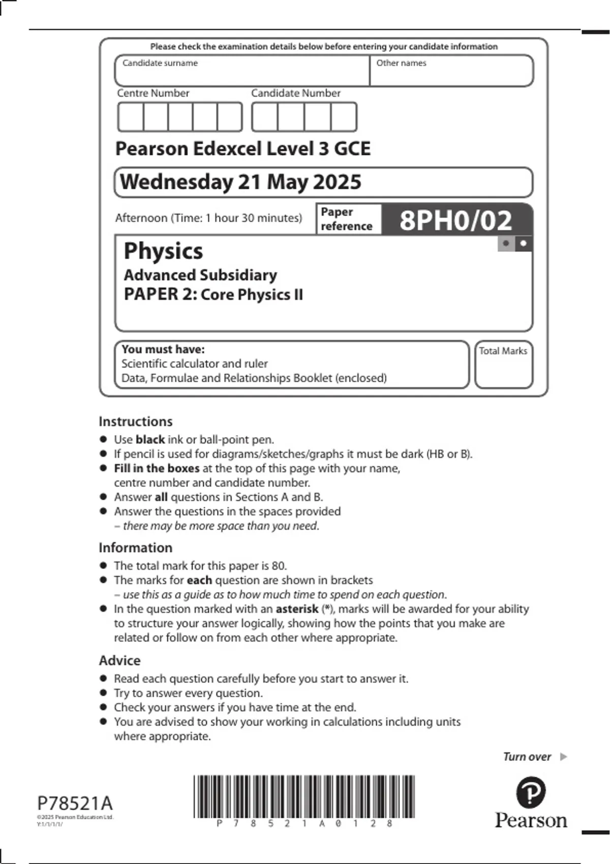 Bundle 2025 Pearson Edexcel AS Level Physics Paper 2 Question Paper and ...